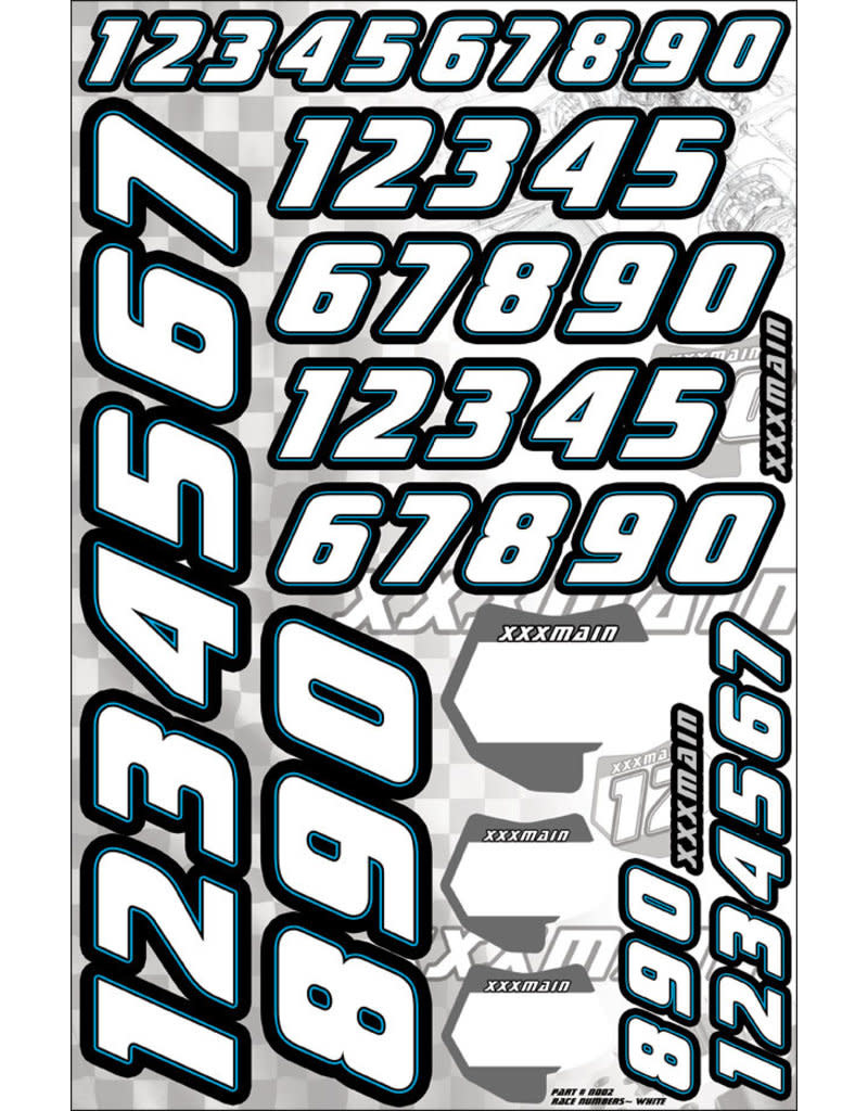 XXX main Racing Race Numbers - White - Hobby 2000