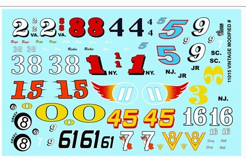 Gofer Racing Vintage Modified Numbers Decal Sheet 1/24 - Hobby 2000