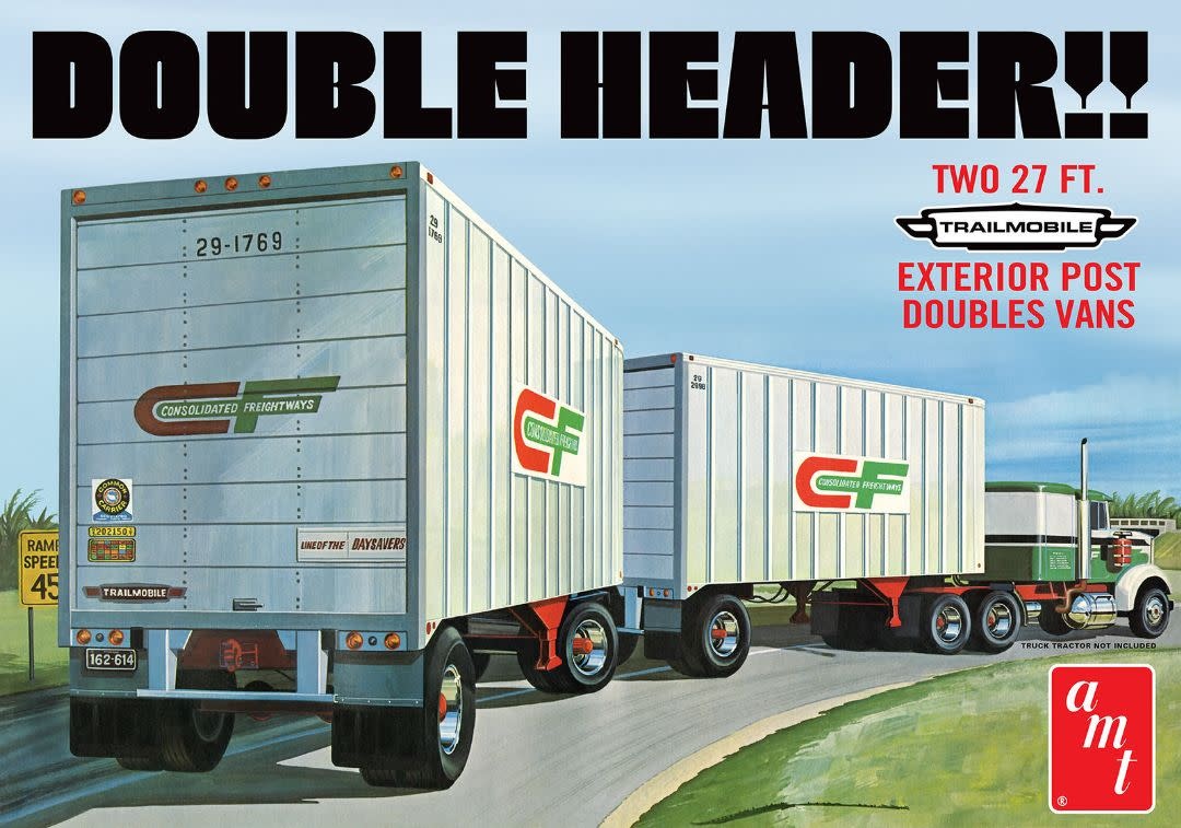 AMT 1/25 "Double Header" Tandem Van Trailers Model Kit - Hobby 2000