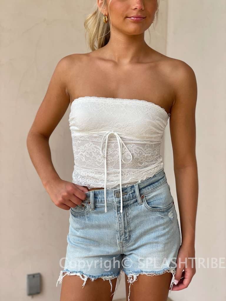 Mesh Lace Tube Top Splash