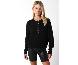 Textured Knit Half Button Sweater - SPLASH Textured Knit Half Button Sweater - SPLASH