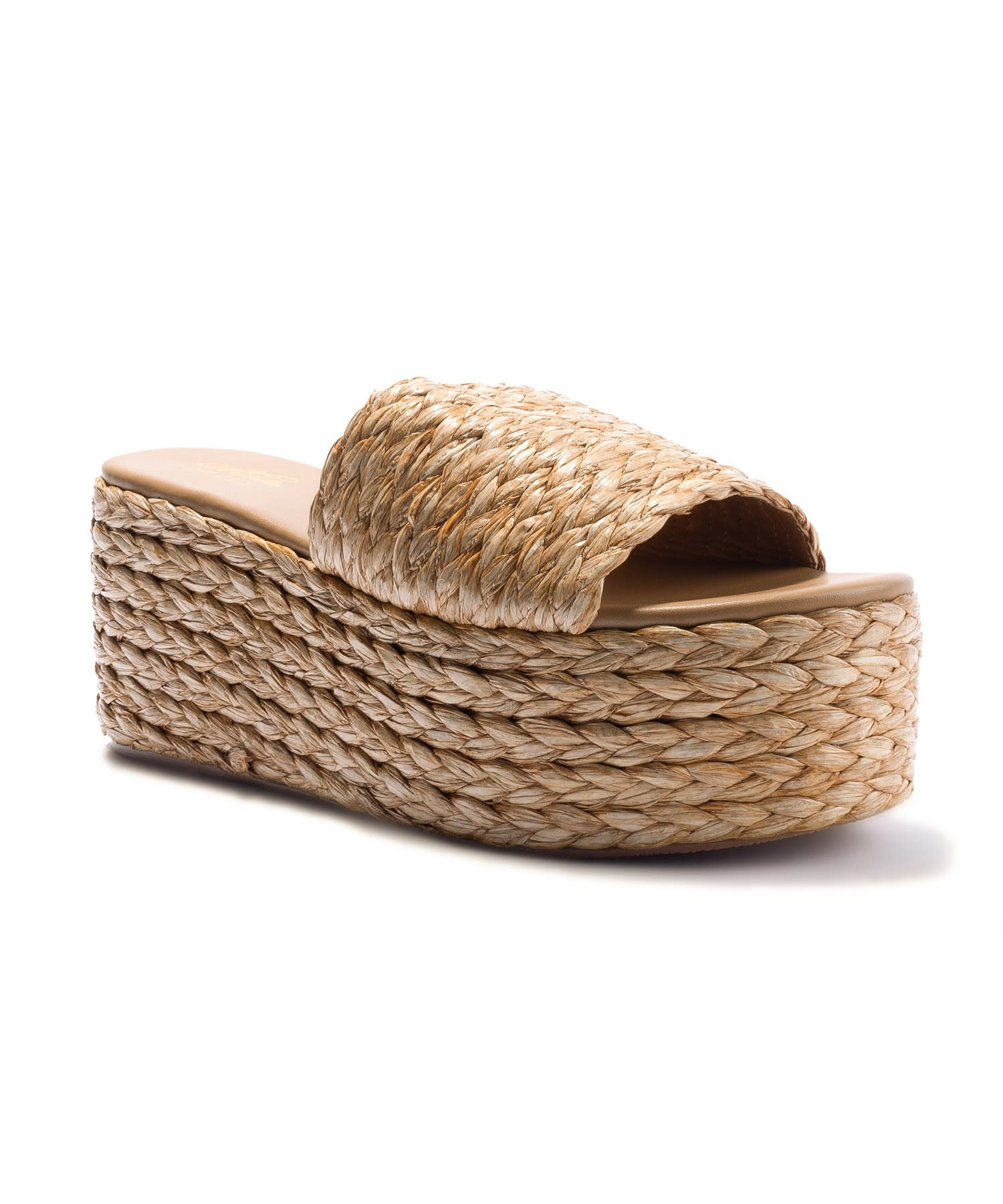 Raffia Platform Slide Sandal - SPLASH