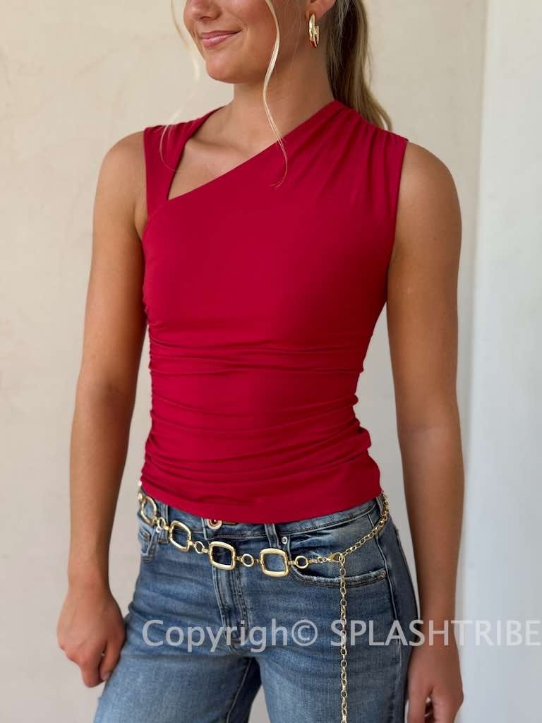 Kaya Sleeveless Asymmetrical Top - SPLASH