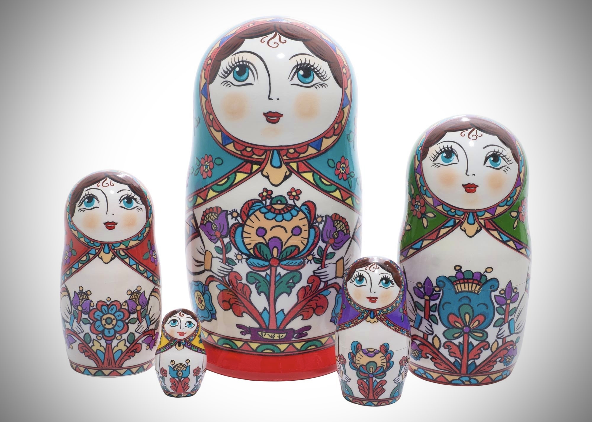 Northern Russian Folk 5pc Matryoshka - TMORA Shop