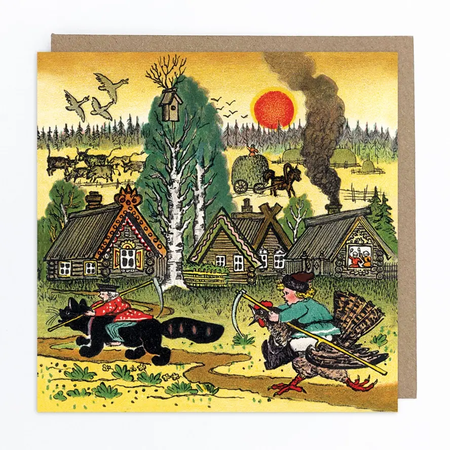 Riding a Chicken, Riding a Cat Greeting Card - TMORA Shop