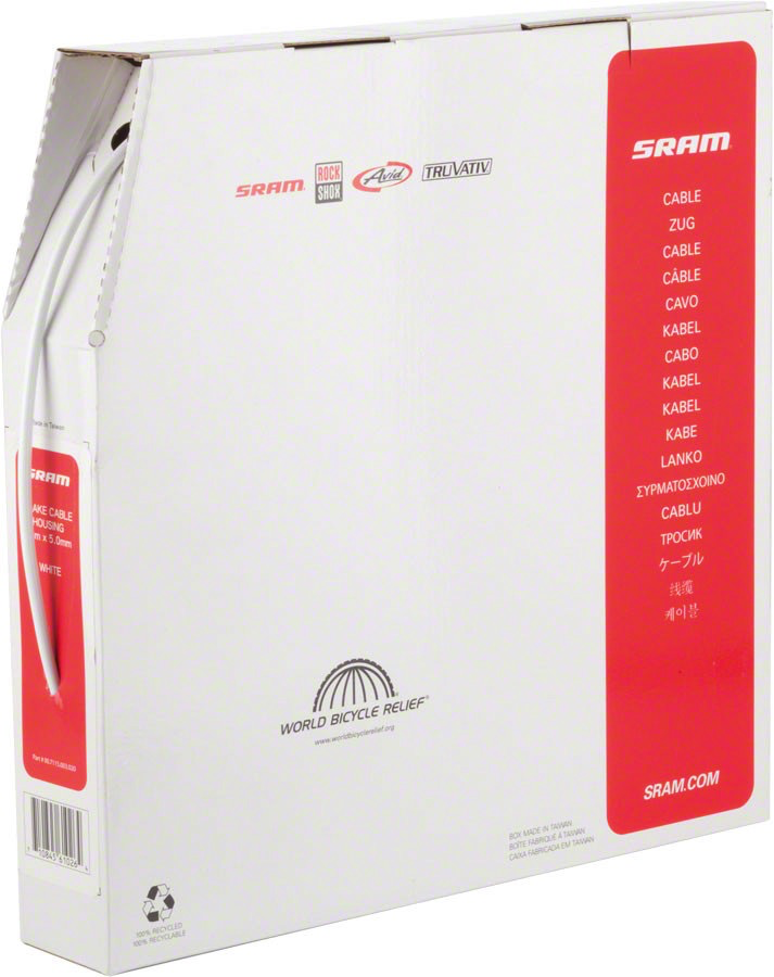 SRAM BRAKE CABLE HOUSING 1M X 5.0MM WHITE 1PC - Latin Bikes Panamá