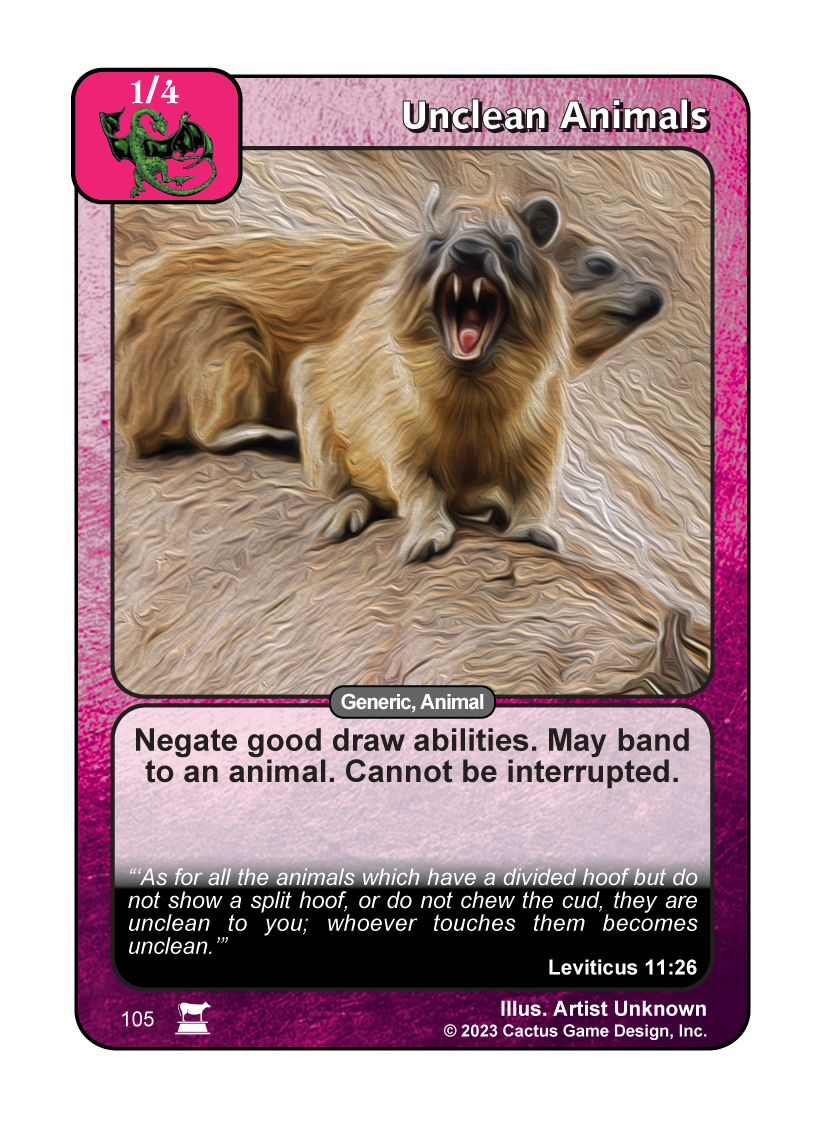 IR: Unclean Animals (Leviticus 11:26) - Three Lions Gaming