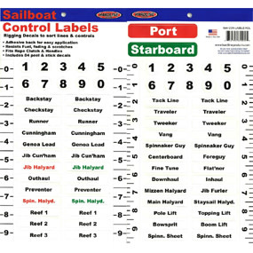 Sailboat Control Labels - Fogh Boat Supplies