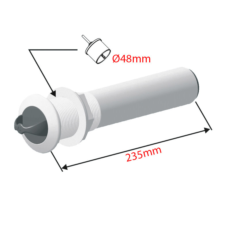 Safety Ladder In-Hull Mount 3 Step S.S. Handle XX - Fogh Boat Supplies
