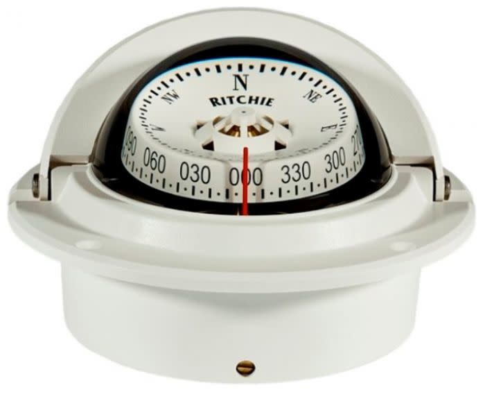 Ritchie Voyager Compass Flush Mount White - Fogh Boat Supplies
