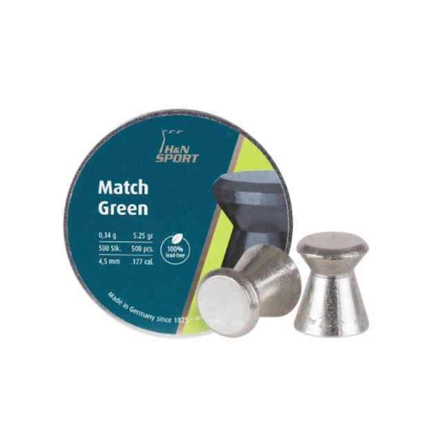 Match Green Pellets, .177 Caliber (4.5mm) 5.25 Grains Wadcutter Lead ...
