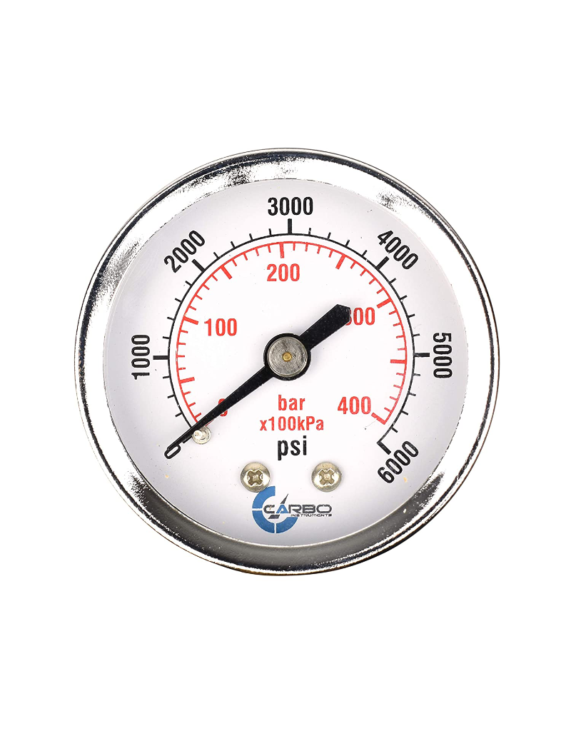 CARBO Instruments 2" Pressure Gauge, Chrome Plated Steel Case, Dry, 0 ...