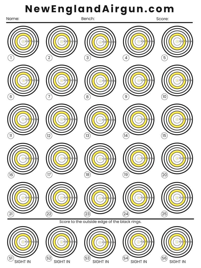 NEAG Benchrest Target x20 Pack | 3'x4' format | ASA Dimensions - New ...