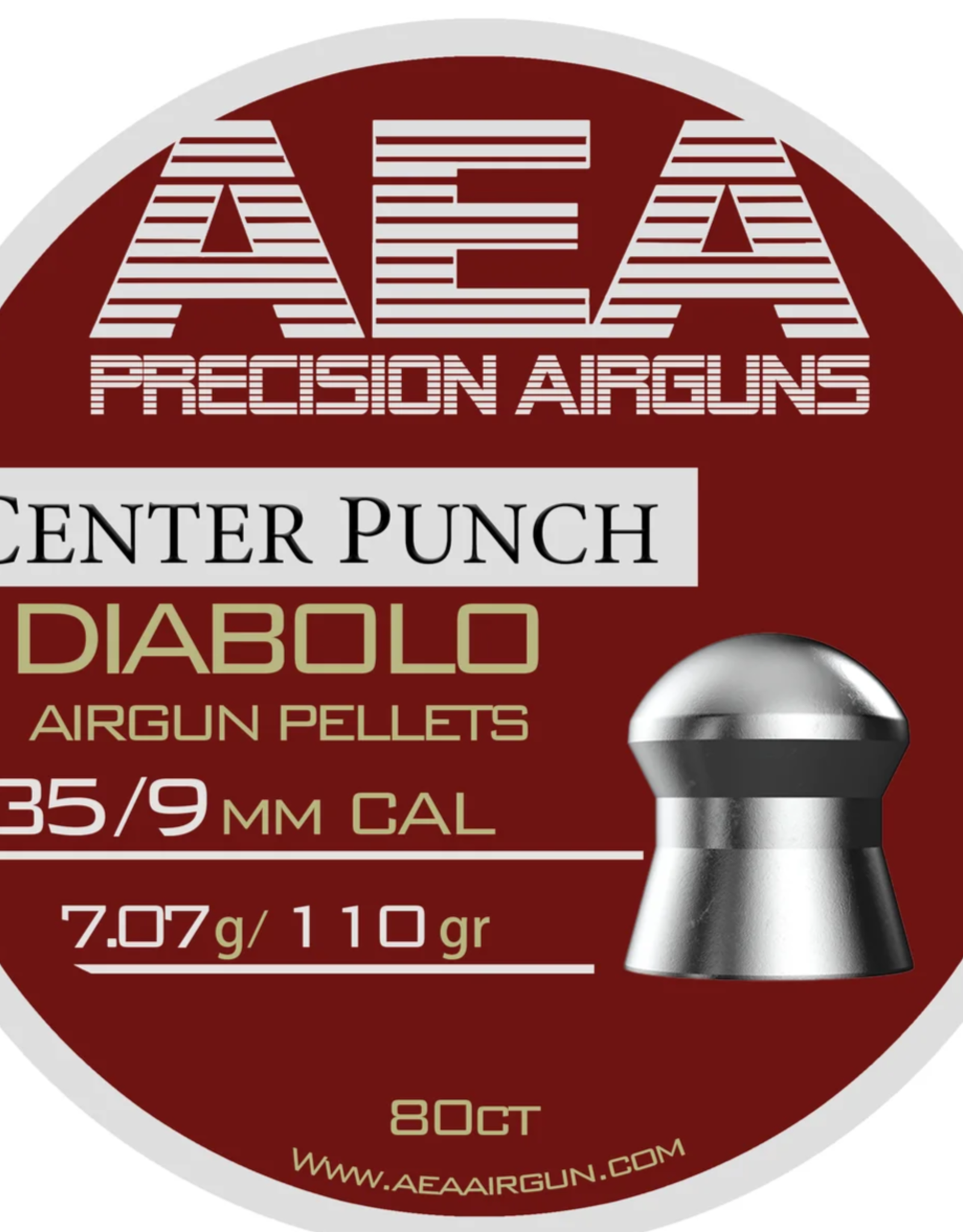 AEA Center Punch Pellets | .35 Cal | 110 gr | 80 Ct - New England Airgun Inc
