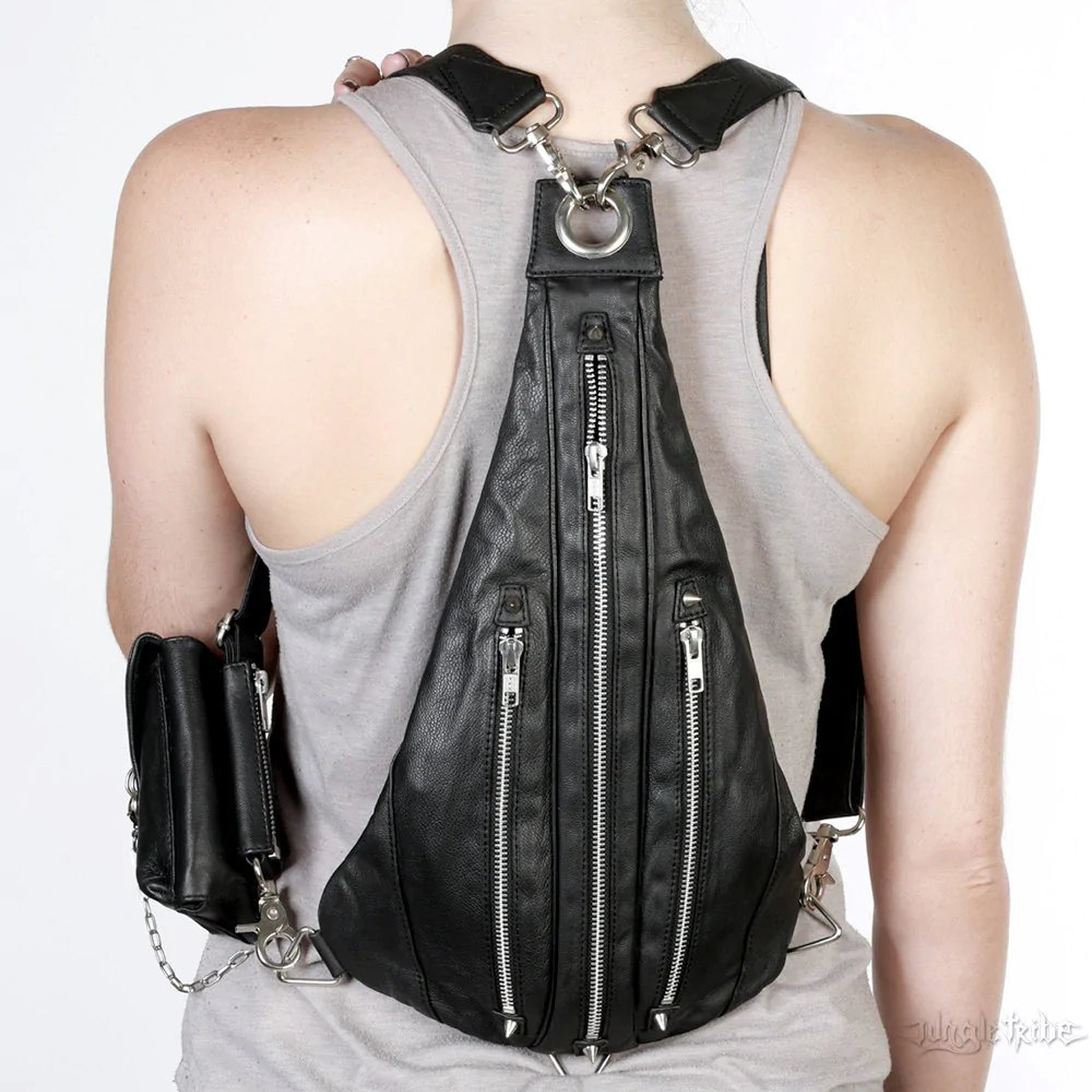 Jungle Tribe- Unisex Leather Tri Zip Bag - Ceiba