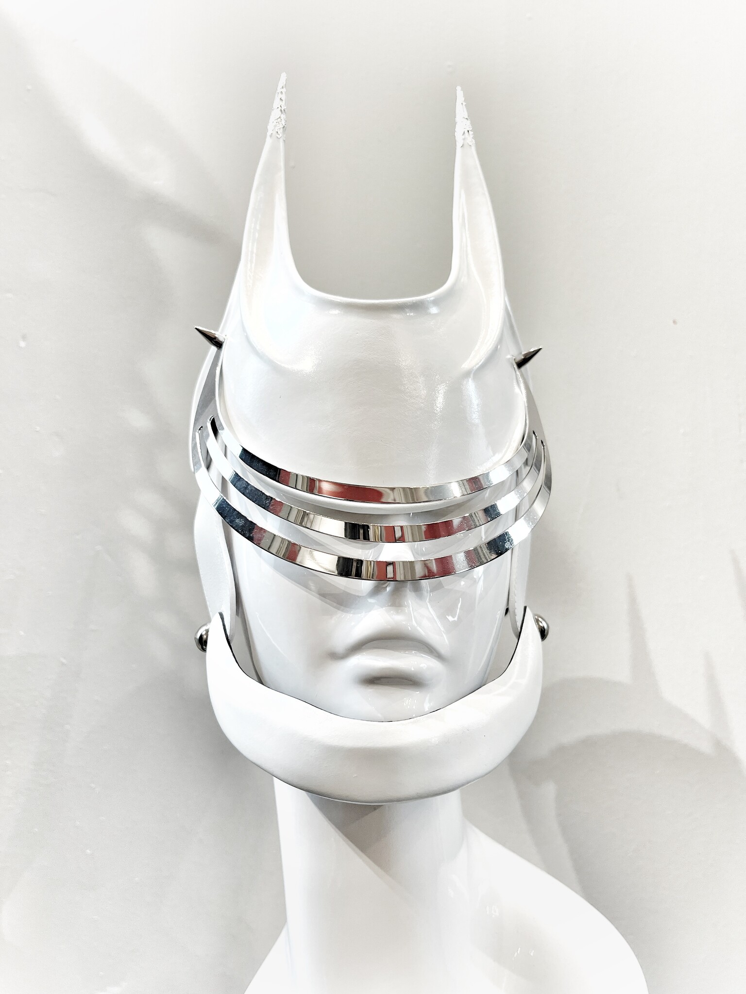 Cecilio Leather Designs-Grid Full Face Mask 3 Slits & Chin Starp - Ceiba