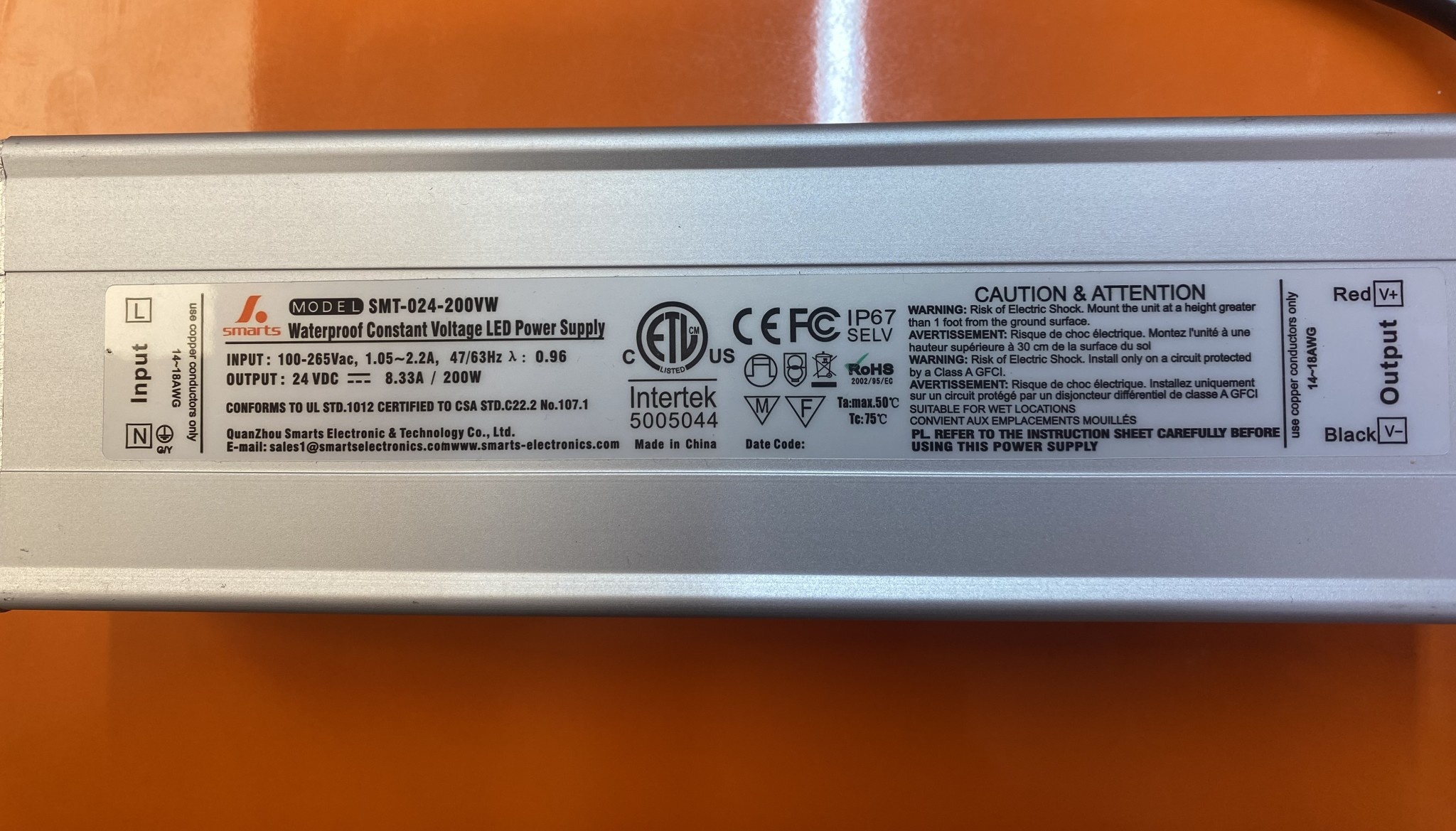 SMT-024-200VW 200W 24VDC 100-265V 24V - Lumbra Inc