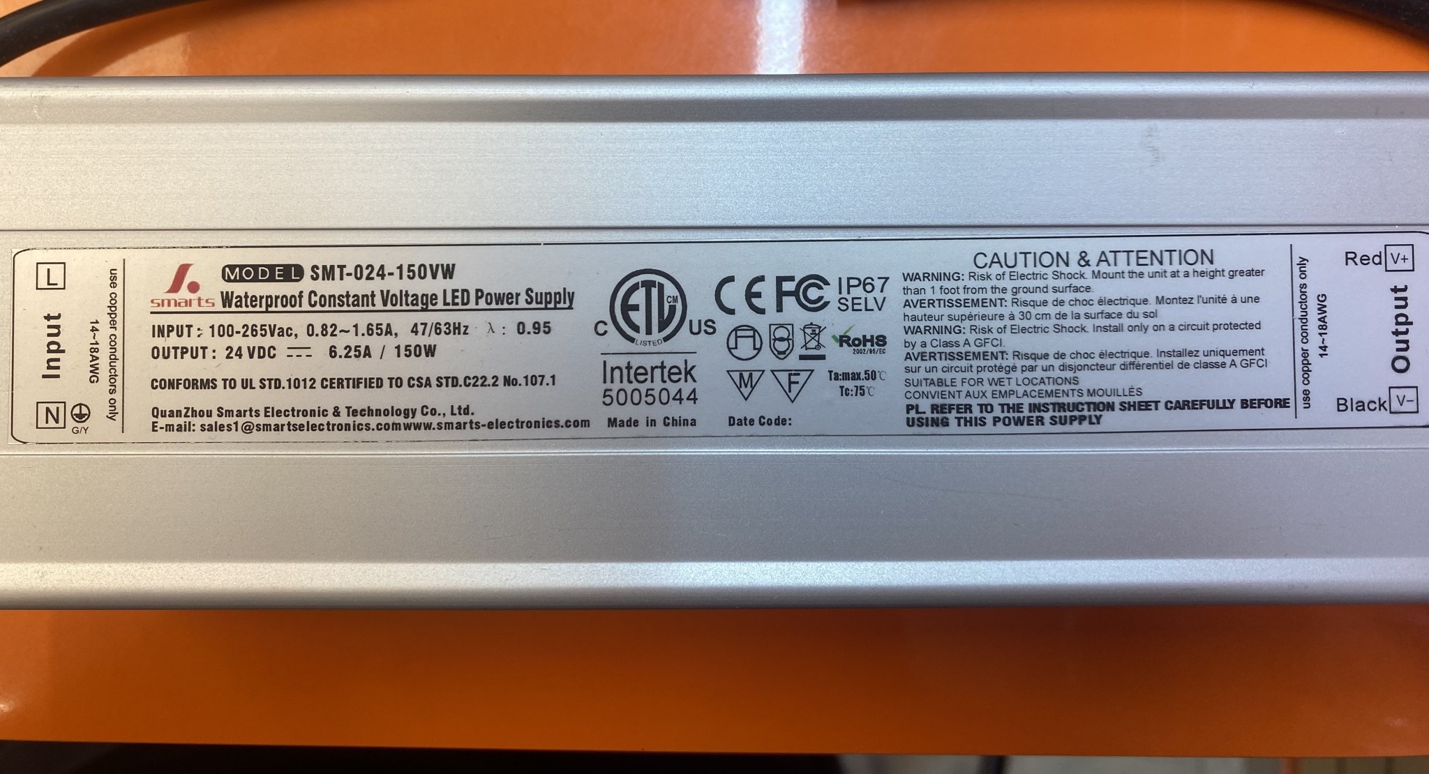 SMT-024-150VW 150W 24VDC DRIVER 100-265V - Lumbra Inc