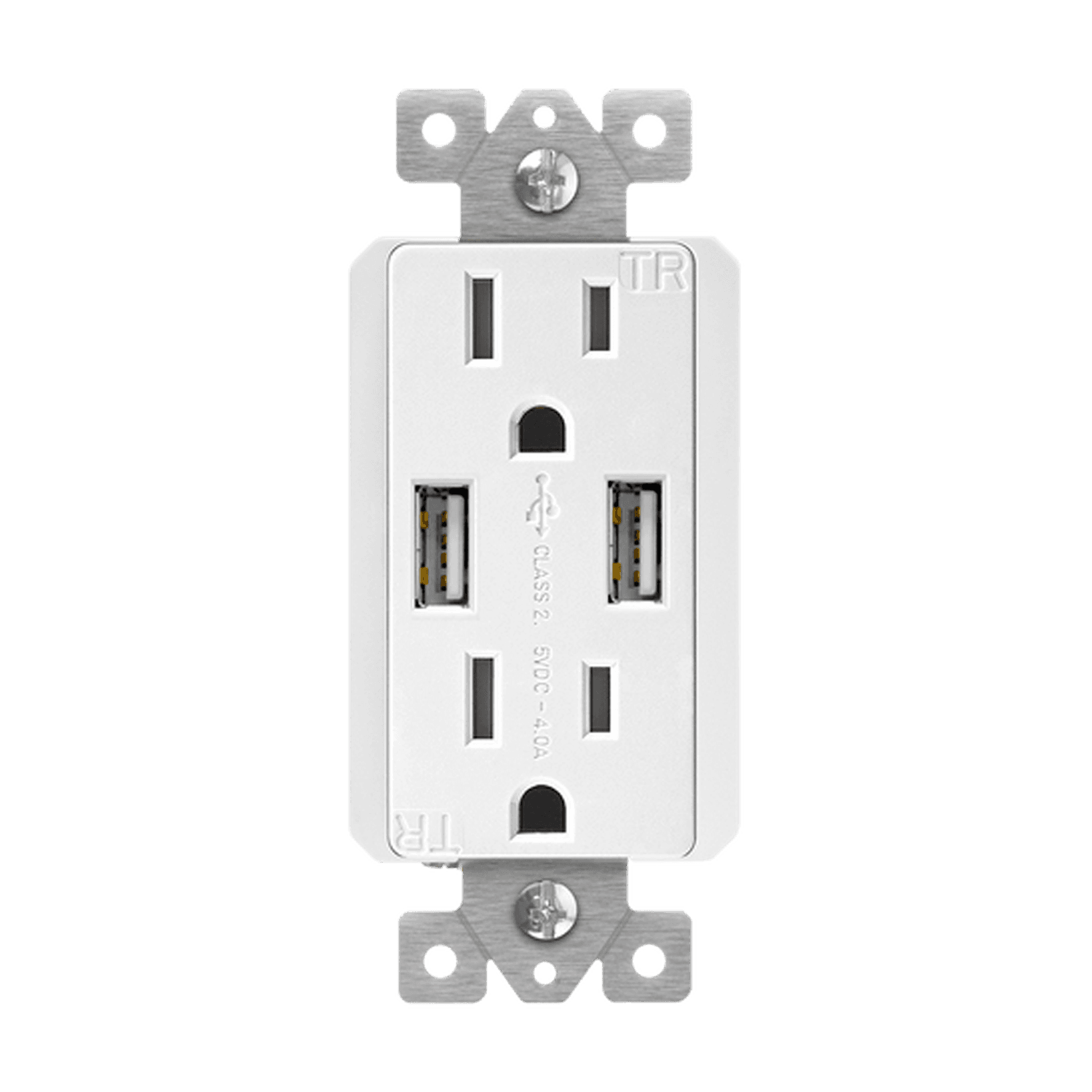 61501-TR2USB-S-W - DUAL TYPE A USB DUPLEX RECEPTACLE 4.0A 15A - Lumbra Inc