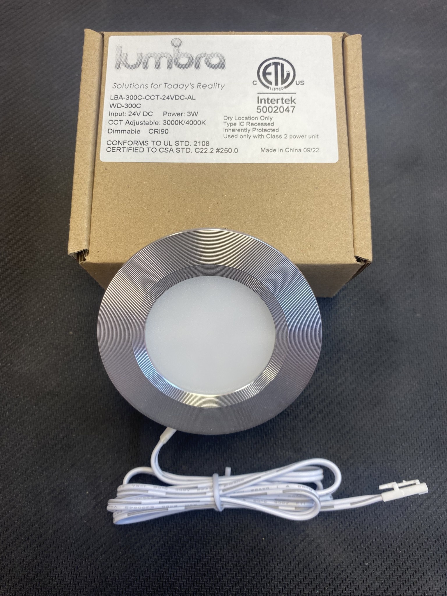 LBA-300C-CCT-24VDC-AL 3W CCT ADJUSTABLE JUST RECESSED ALUMINUM FINISH ...