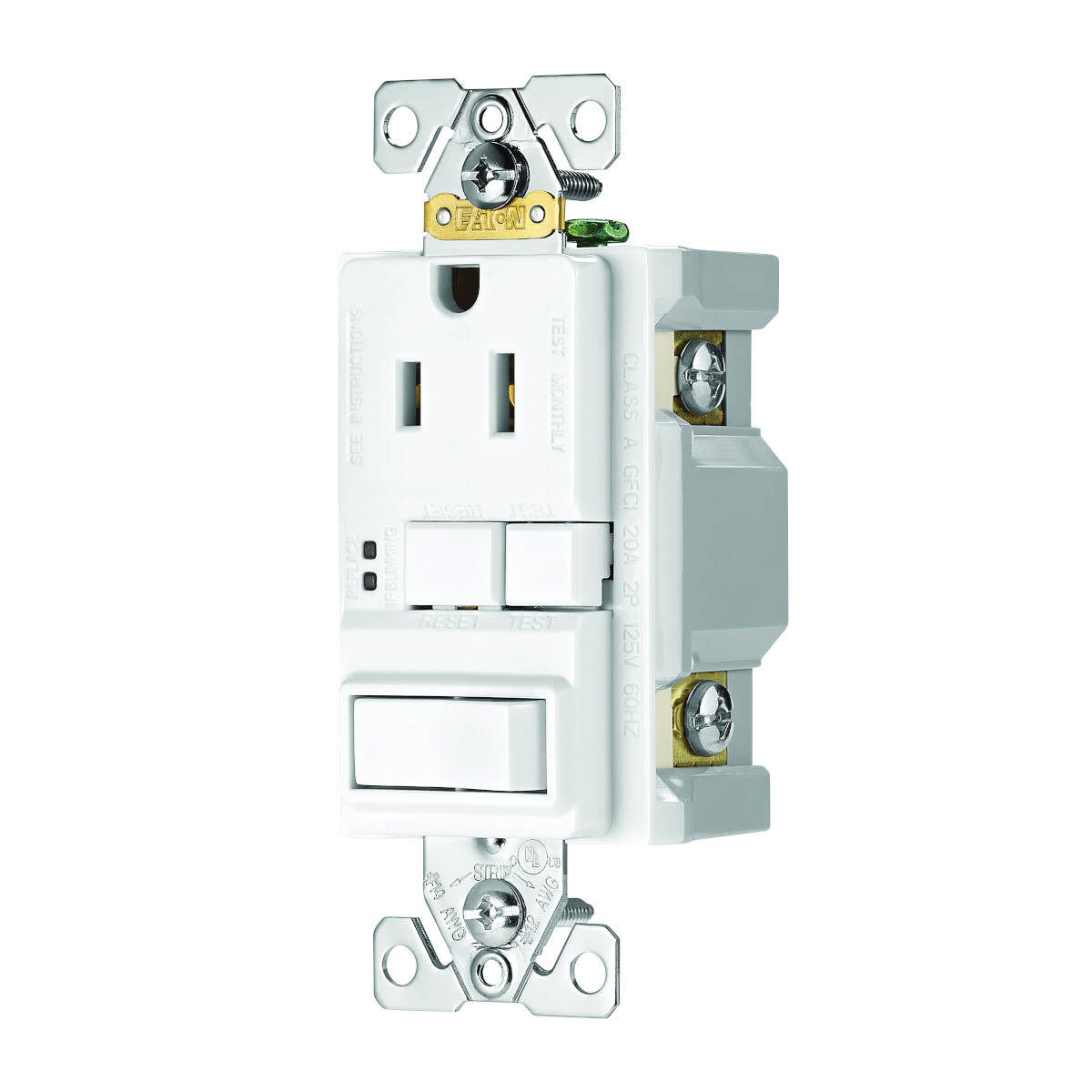 COMBINACION GFCI RECP Y SWITCH 15A BLANCO / 1-SGFS15W - Lumbra Inc
