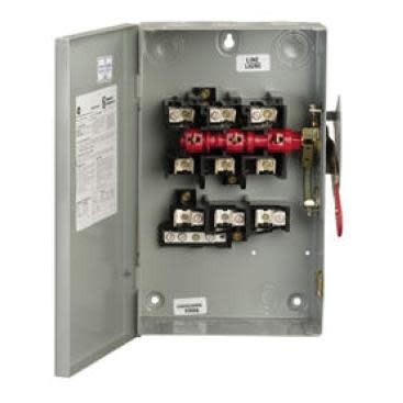 SAFETY SWITCH 30AMP 1PHASE 2 POLE 2 FUSES 120/ 240V INTERIOR/TG3221 ...