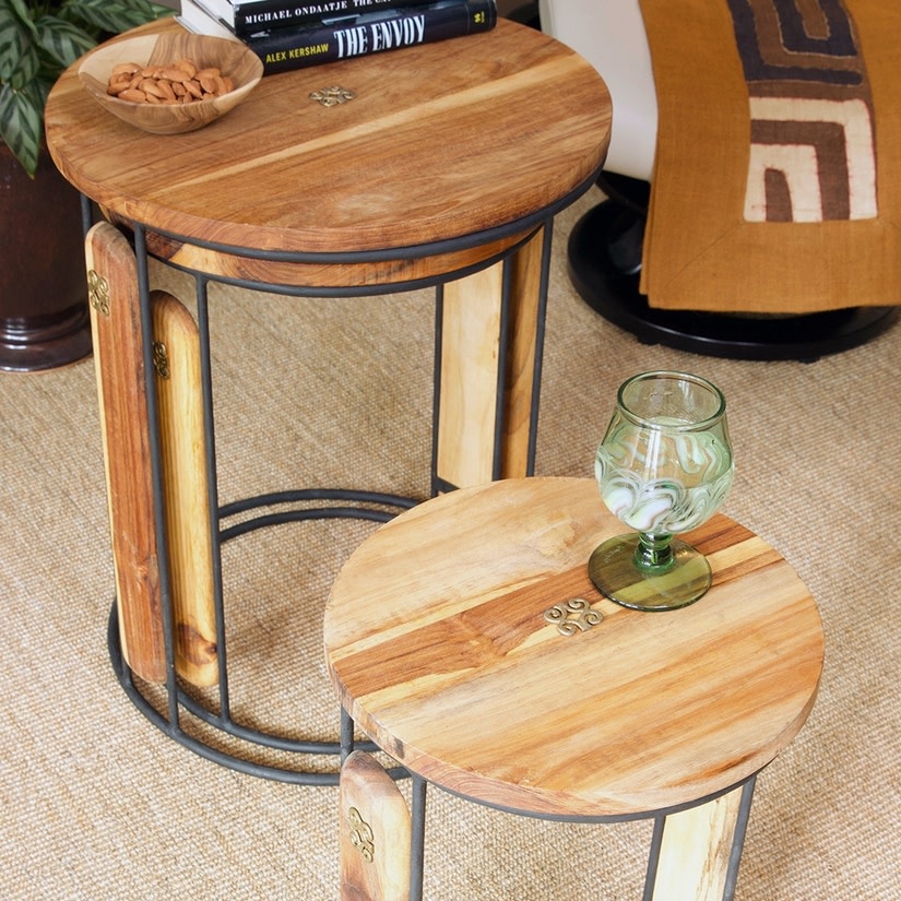 Set of Three Round Ghanaian Nesting Tables - Bunyaad