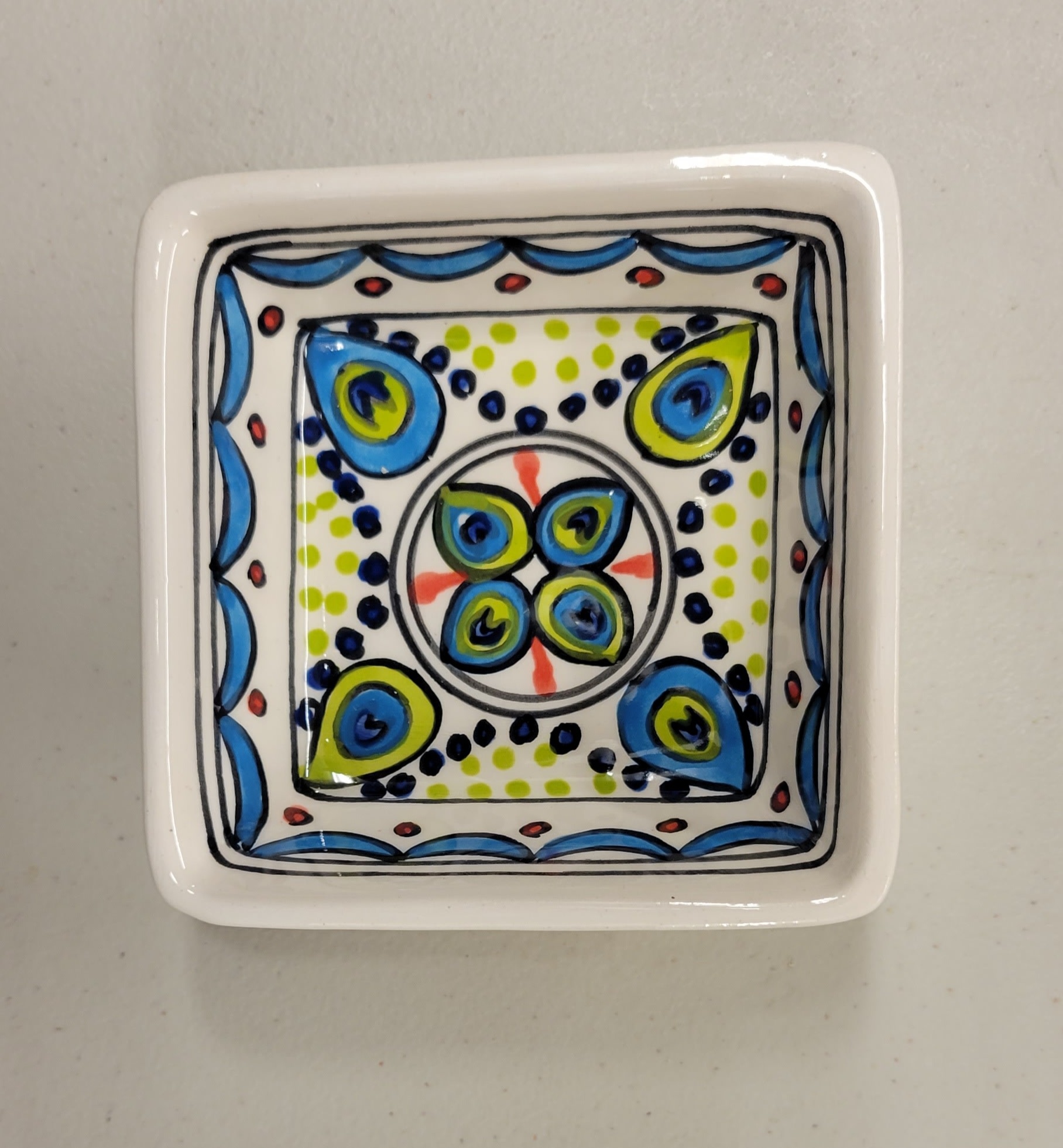 Peacock Plume Small Ceramic Dish - Bunyaad