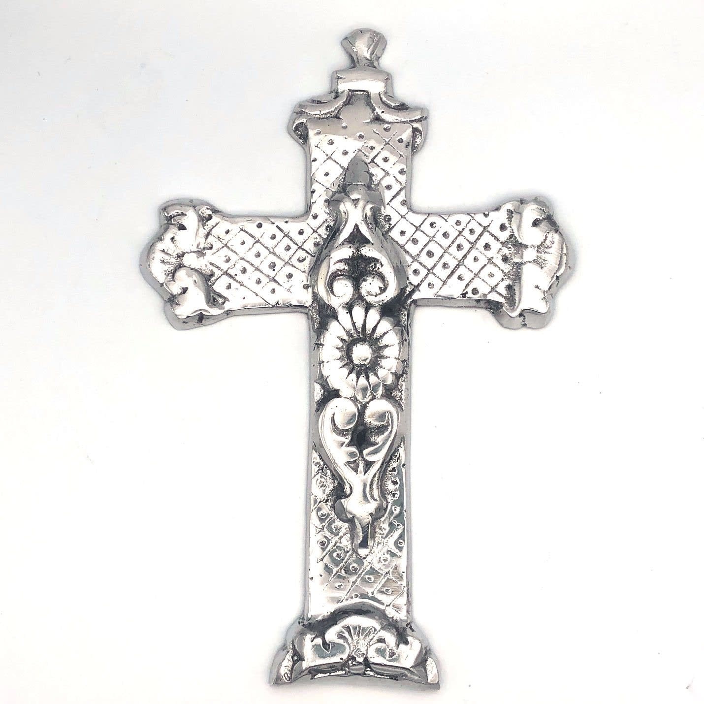 Recycled Aluminum Cross with Sunflower - Bunyaad