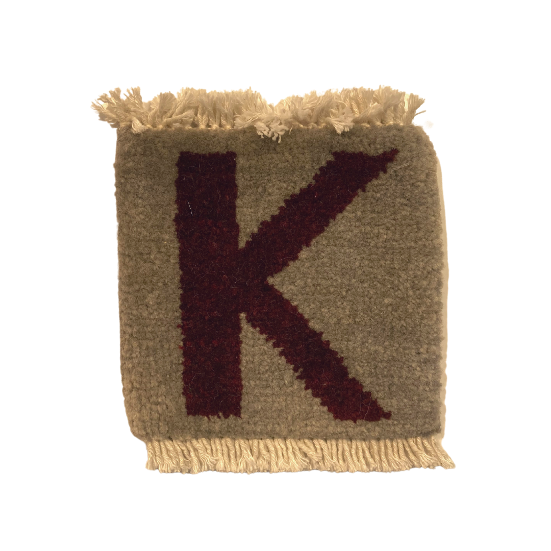 Letter "K" Mug Rug - Grey - Bunyaad