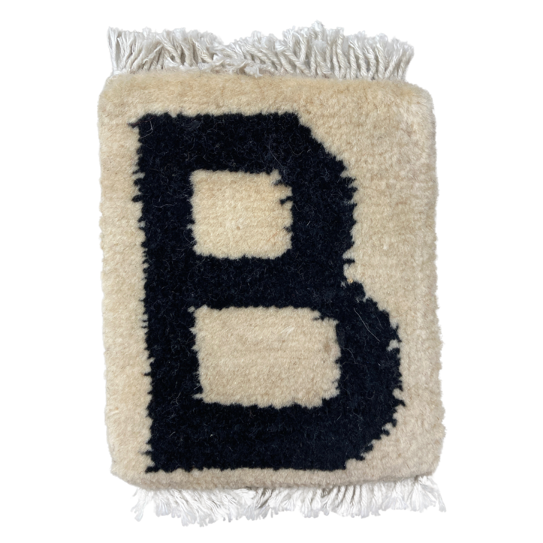 Letter "B" Mug Rug - Ivory - Bunyaad