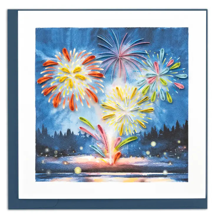 Quilled Fireworks Display Greeting Card - Bunyaad