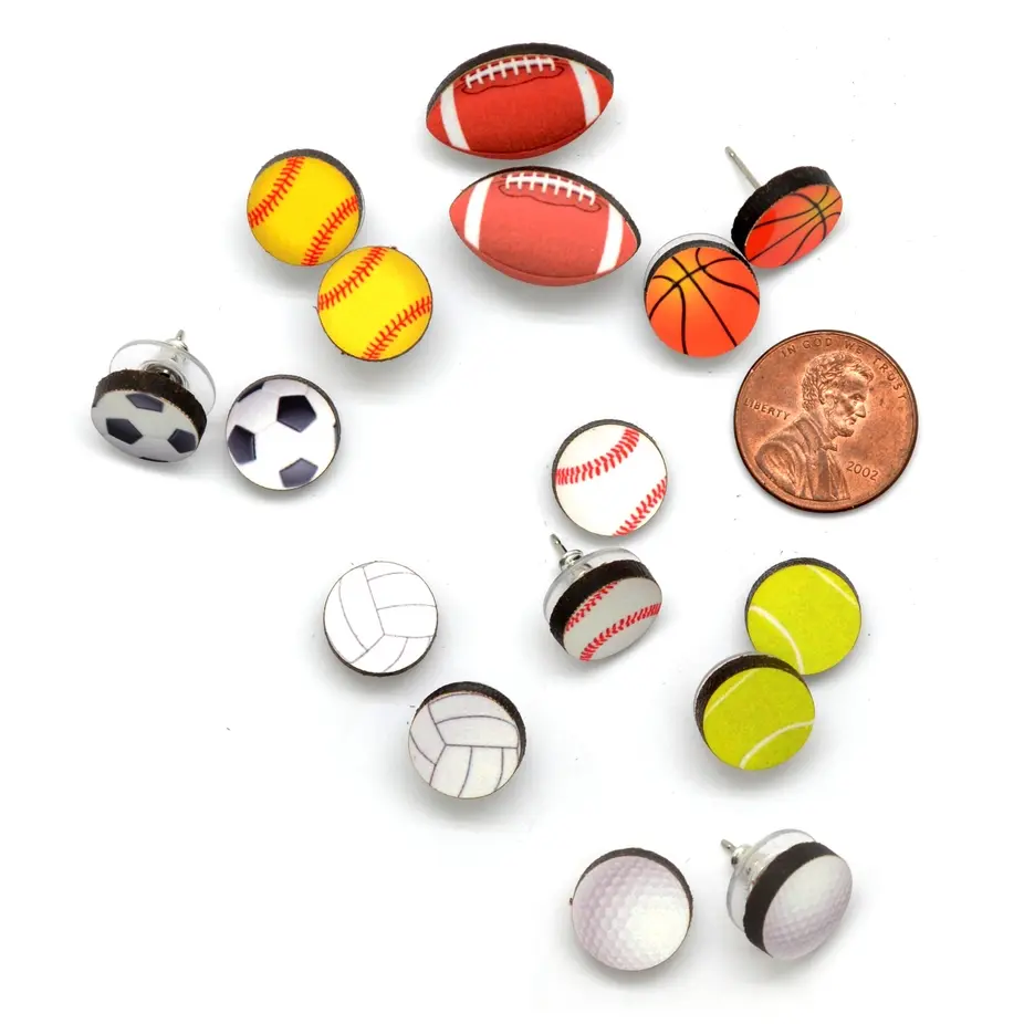 Sports Balls Stud Earrings - Bunyaad