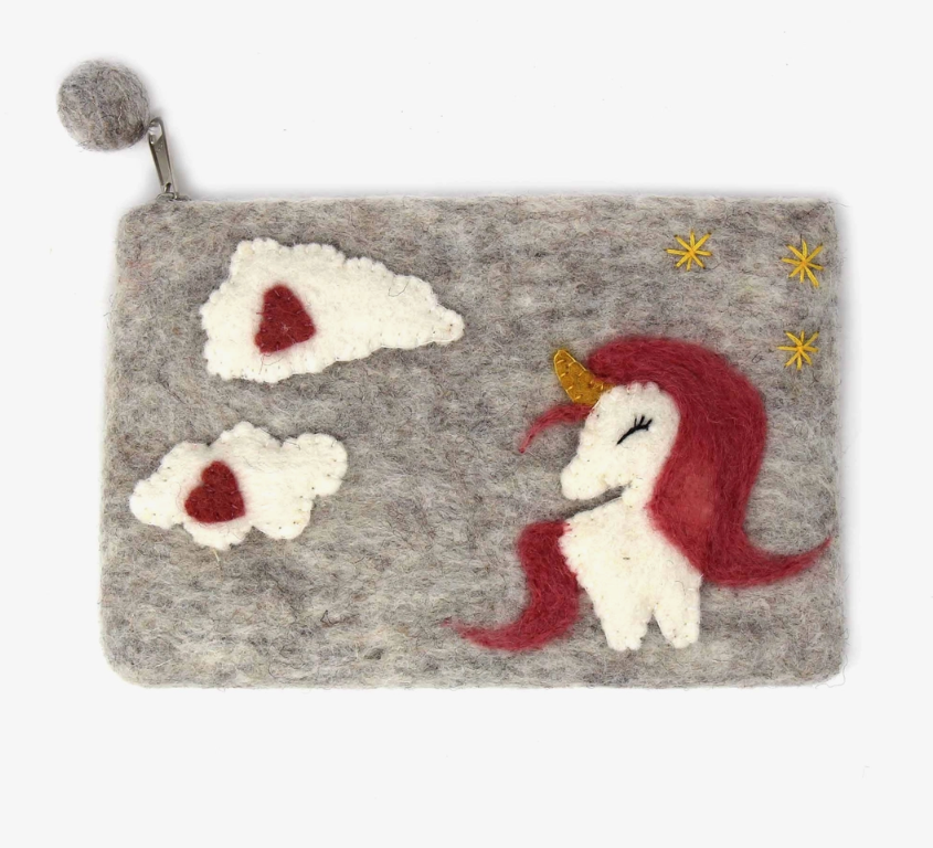 Unicorn Felt Zipper Pouch - Bunyaad