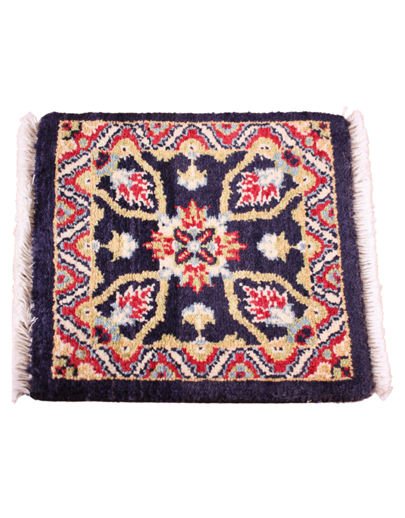Navy & Red Blooming Floral Chobi Tribal Rug 1x1 - Bunyaad