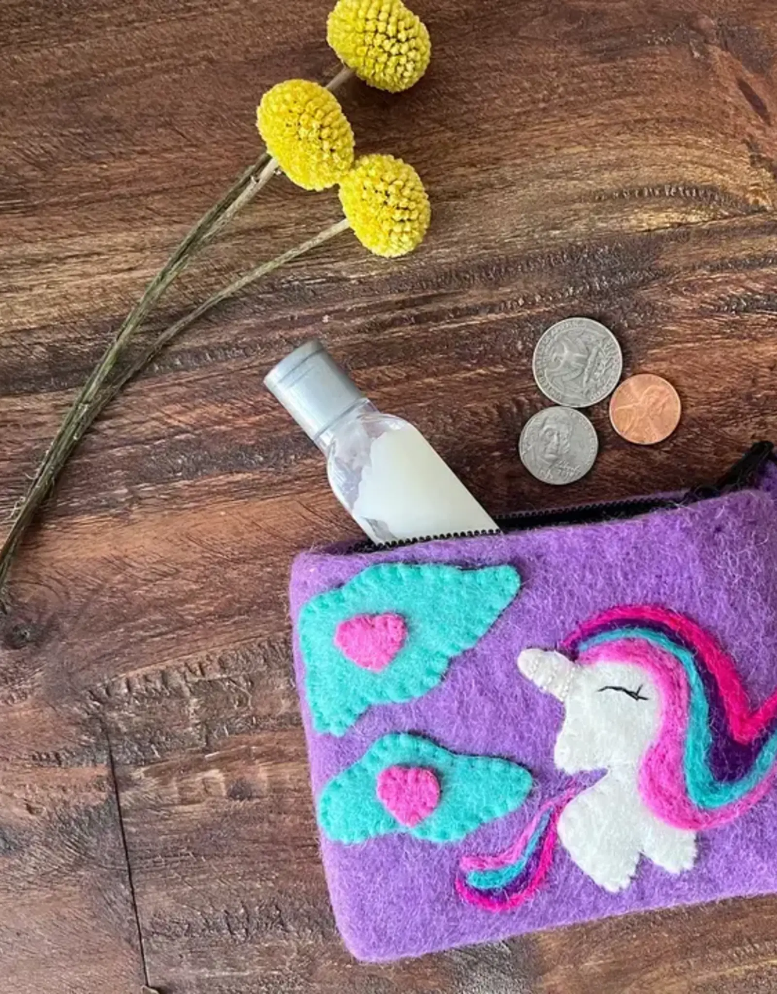 Purple Unicorn Felt Zipper Pouch - Bunyaad