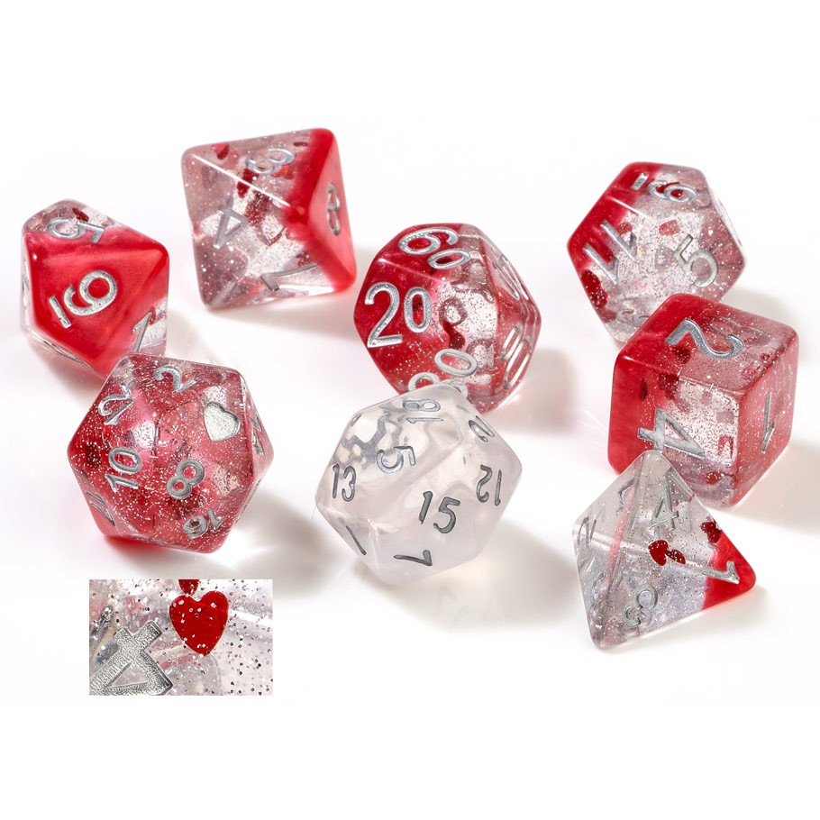 Sirius Dice: Polyhedral 7-Die Set - Hearts - Discount Games Inc