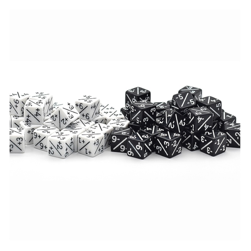 Gameopolis Dice - Dice Counters - Black -White-1/-1 - Discount Games Inc