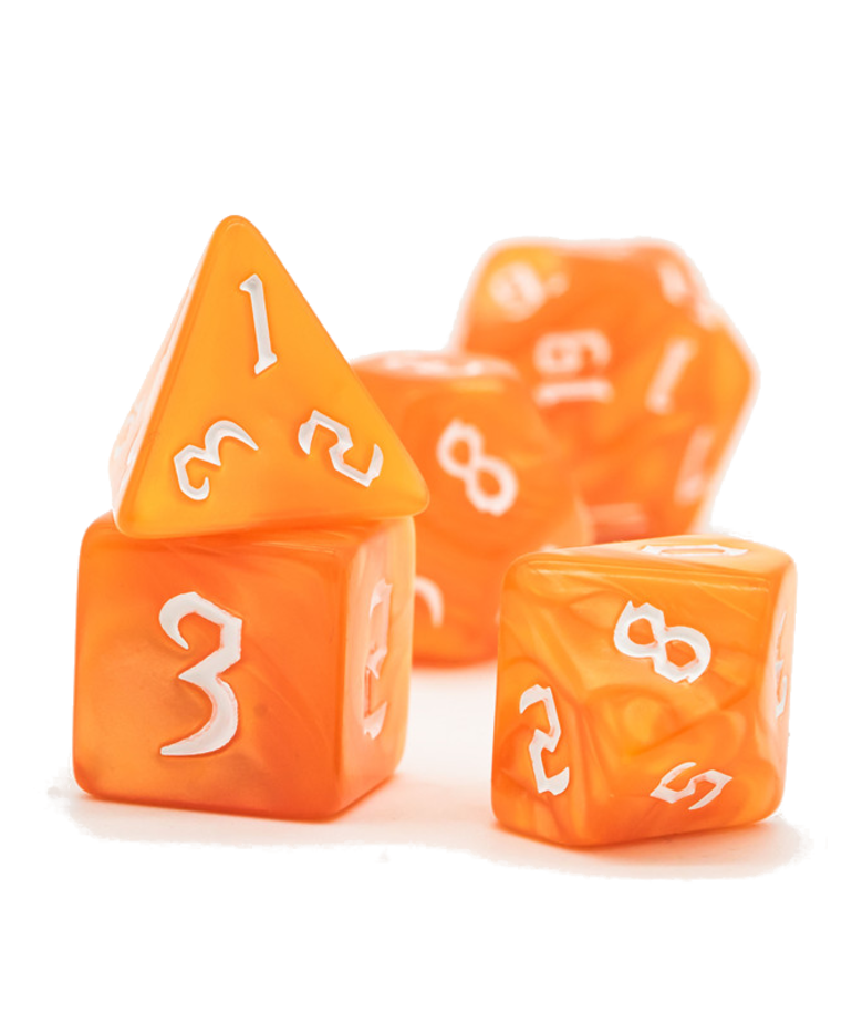 Dice - Polyhedral 7-Die Set - Macaron Colors - Orange - Discount Games Inc
