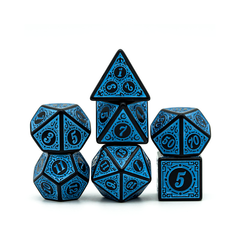 Dice Polyhedral 7 Die Set Window Lattice Pattern Blue Discount