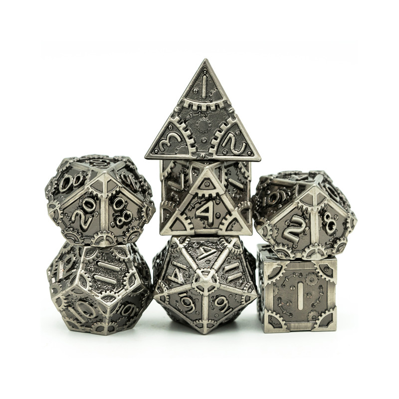 Dice - Polyhedral 7-Die Set - Steam Punk Brushed Patina Metal Dice ...