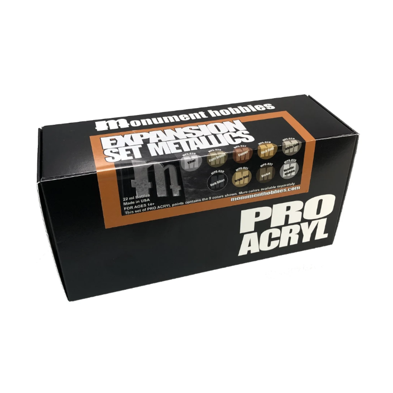 Monument Hobbies - Pro Acryl Paint - Metallic Set - Discount Games Inc