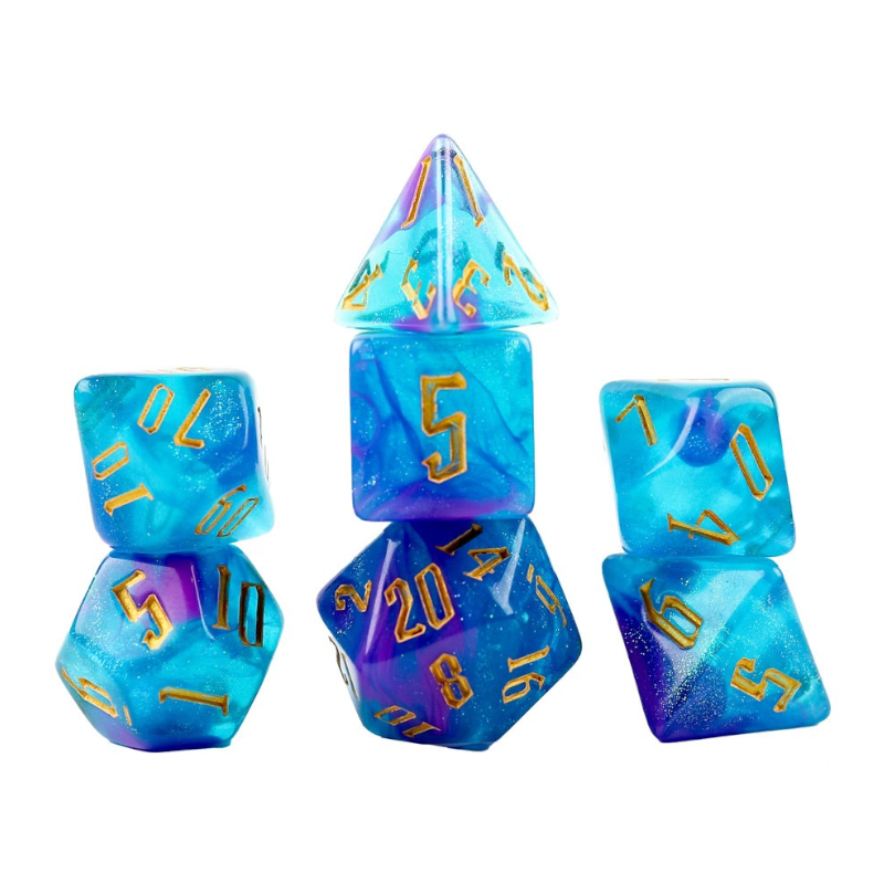 Sirius Dice - Polyhedral 7-Die Set - Cerulean Nebula - Discount Games Inc