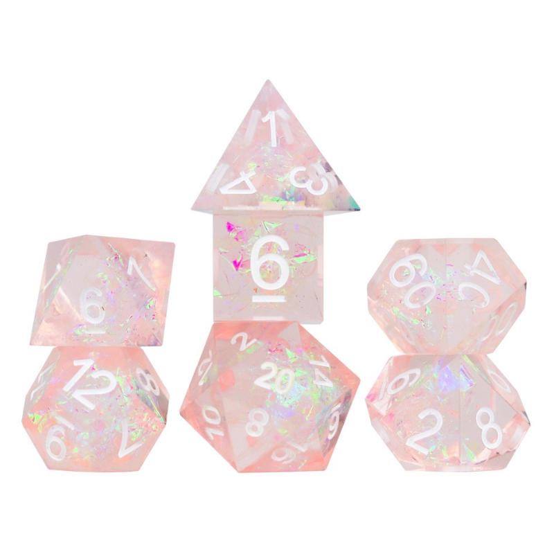 Sirius Dice: Polyhedral 7-Die Set - Sharp-edged - Pink Fairy - Discount ...