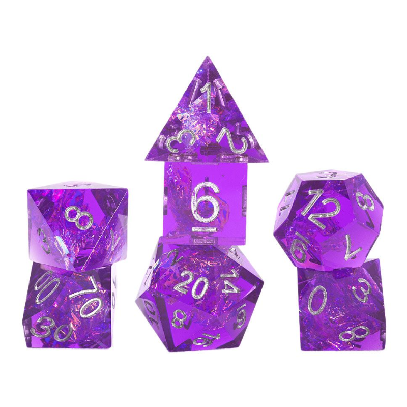 Sirius Dice - Polyhedral 7-Die Set - Sharp-edged - Purple Fairy ...