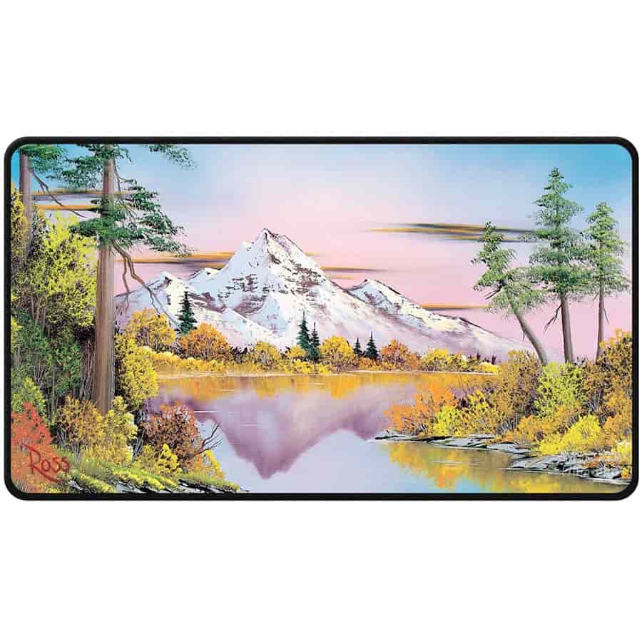 Ultra Pro - Black-Stitched Playmat - Bob Ross Mighty Mountain Lake ...