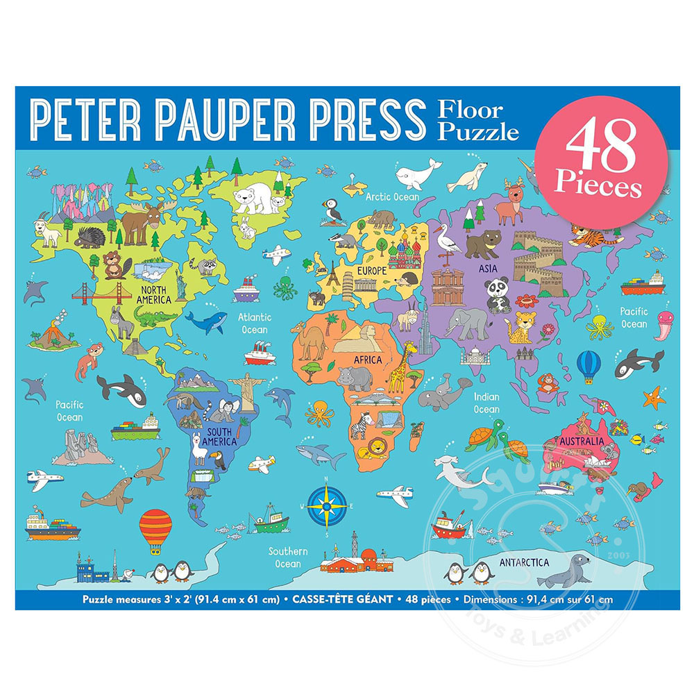 World Map Floor Puzzle (48 pcs) - Squirt's Toys & Learning Co