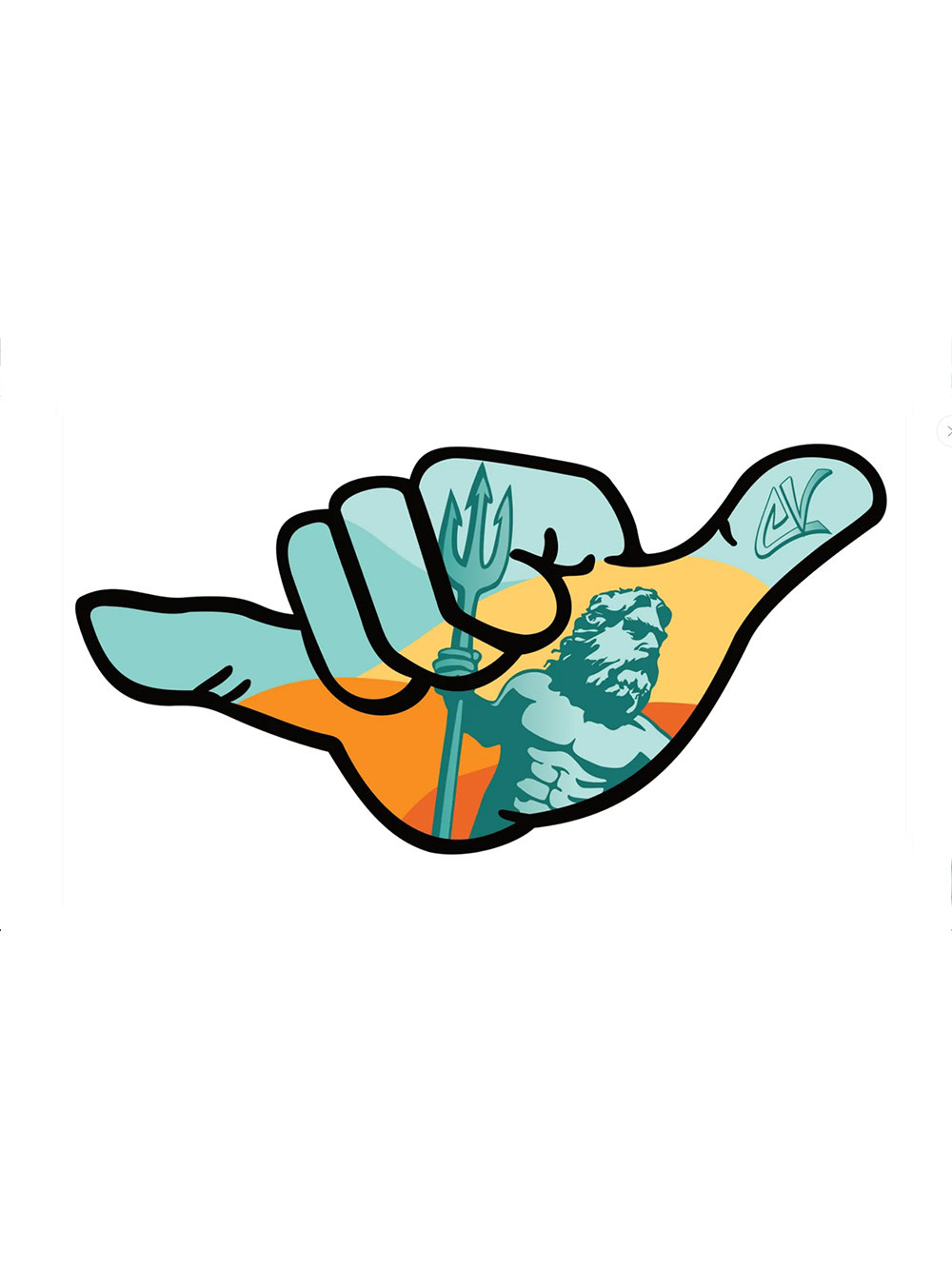 Cha Vibes 3D Shaka Sticker VB Neptune - Atlantic Surf Shop