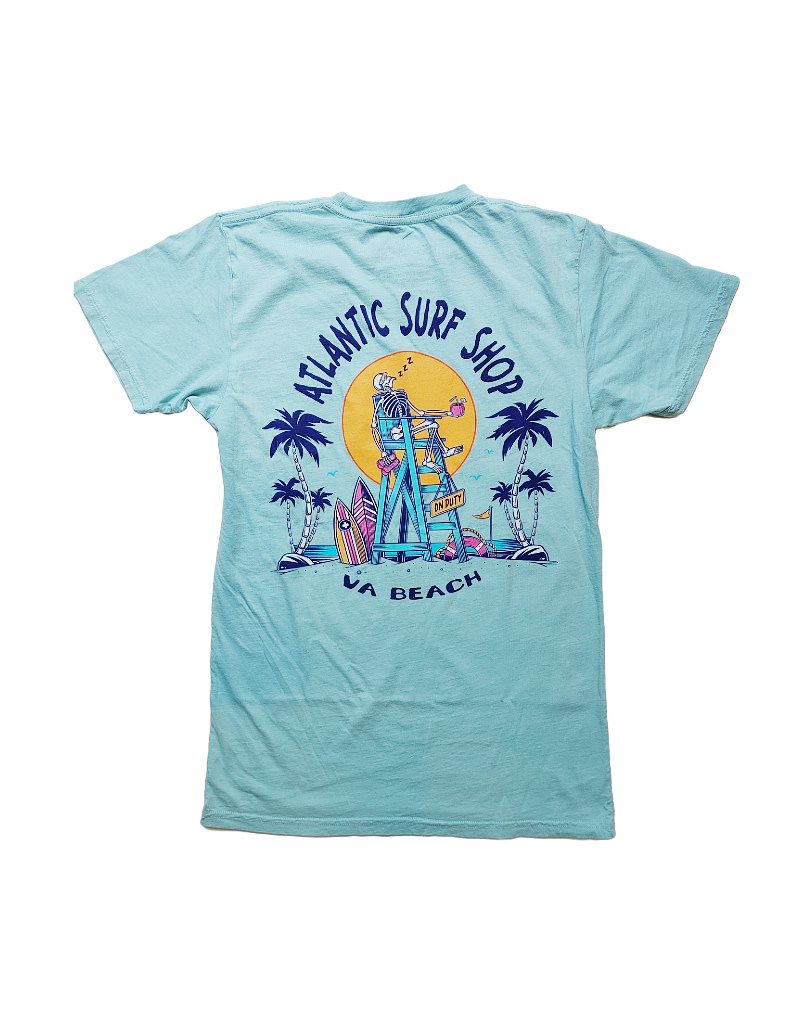 Atlantic Surf Skeleton Lifegaurd T-shirt Sea Blue - Atlantic Surf Shop