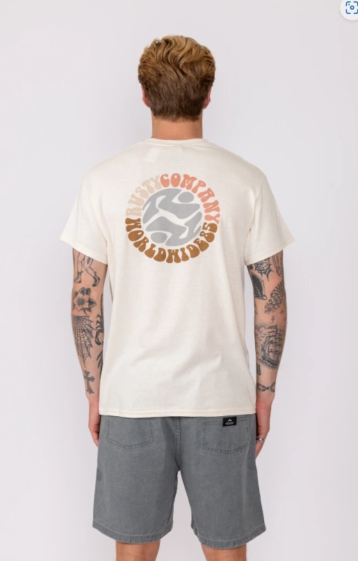 Rusty Retro World Short Sleeve Tee Ecru - Atlantic Surf Shop
